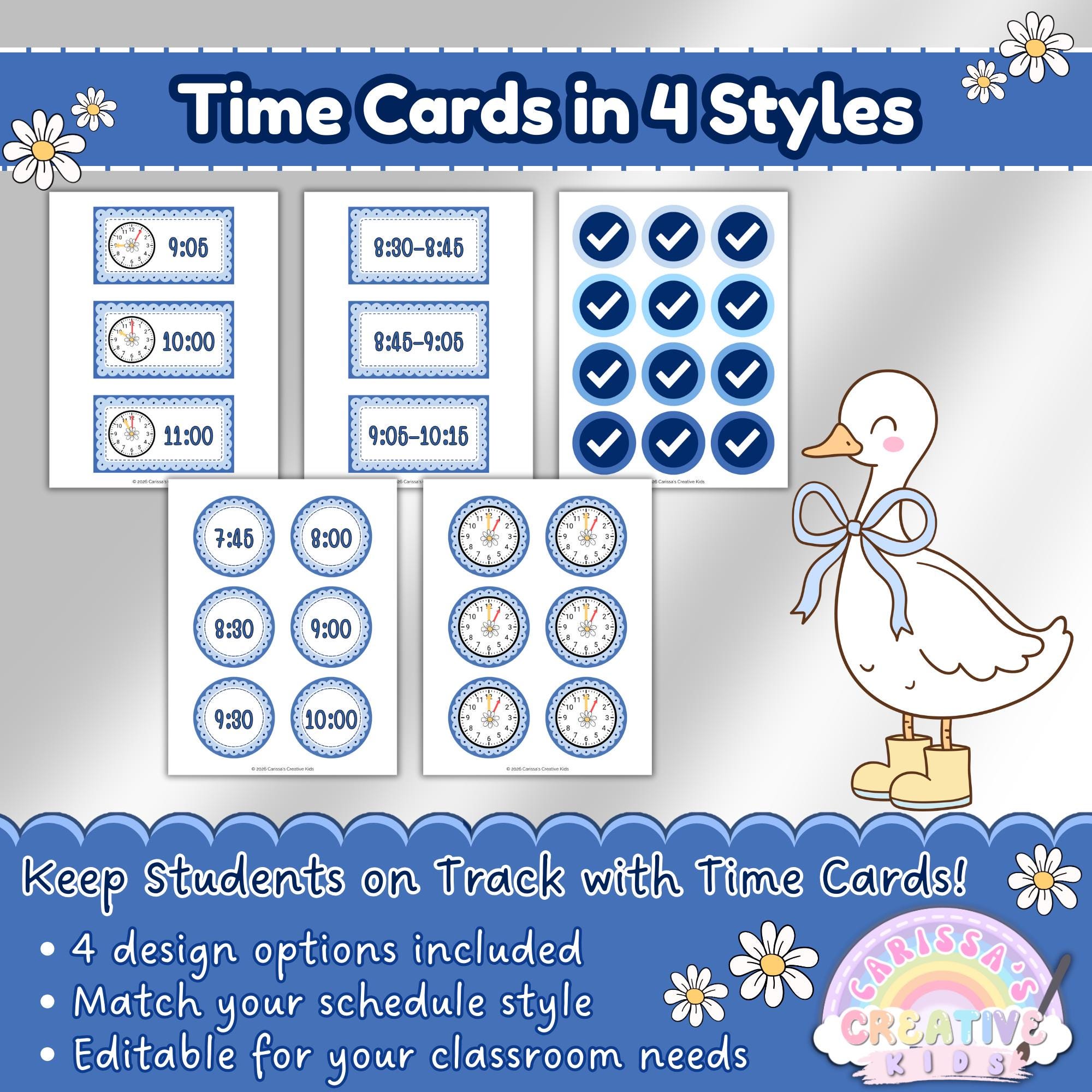 Silly Goose Visual Classroom Schedule Cards | Editable Daily Routine ...