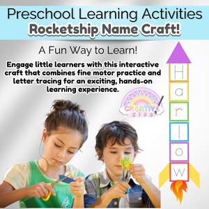 Rocketship Name Craft | Preschool Outer Space Theme | Large Group Craft ...
