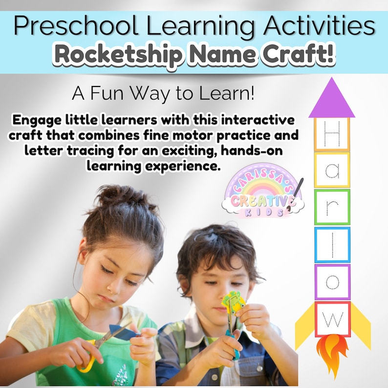 Rocketship Name Craft | Preschool Outer Space Theme | Large Group Craft ...