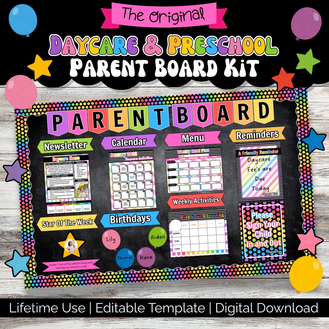 Daycare Parent Board Kit | Editable Preschool Bulletin Board ...