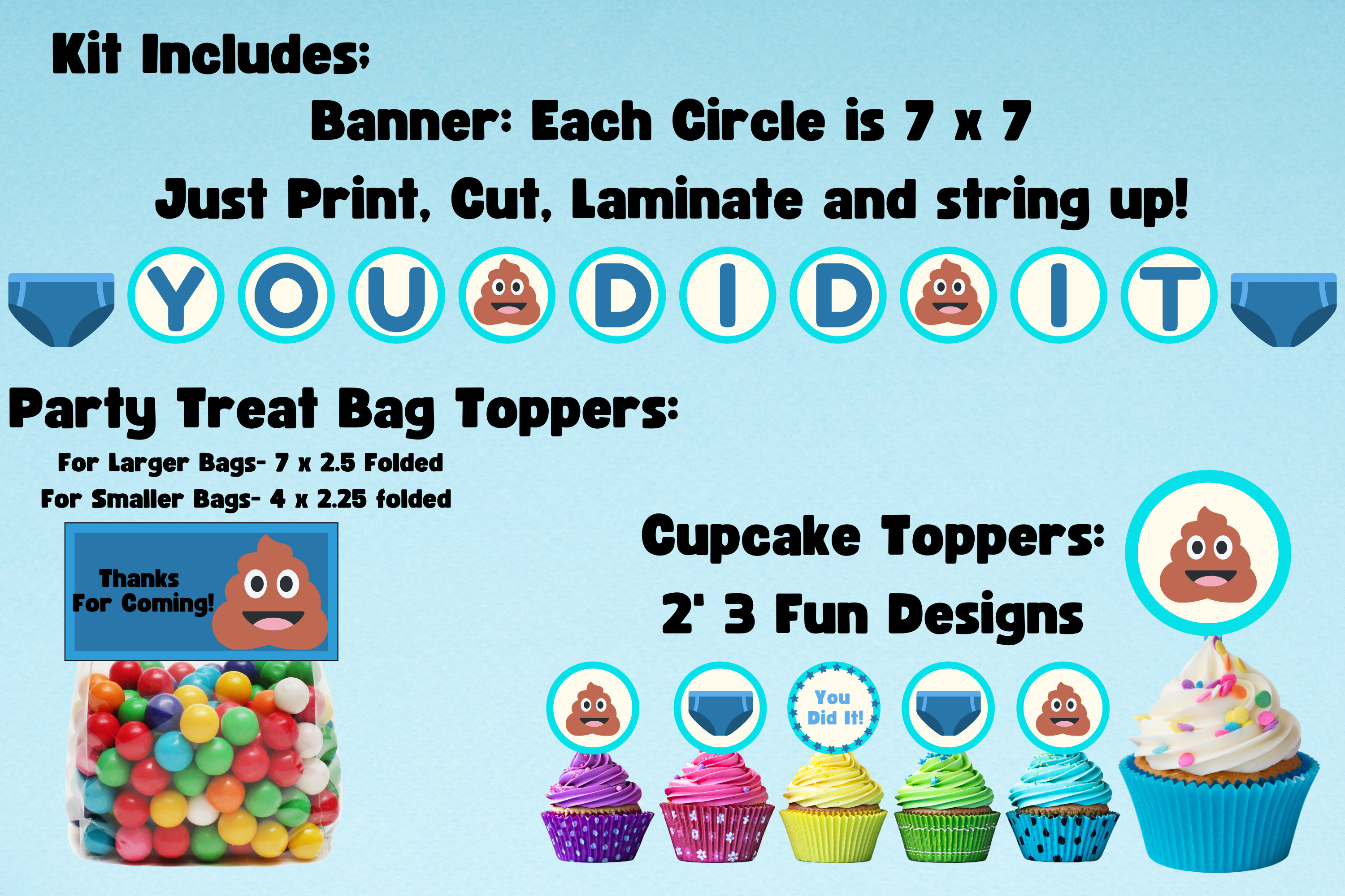 Potty Trained Party Kit | Potty Party | Potty Training Success ...