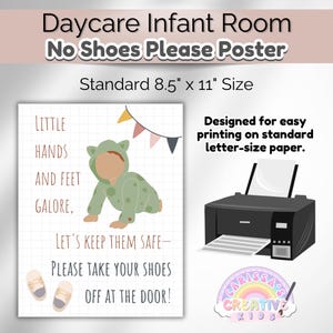Daycare Infant Classroom Boho Entryway Printable No Shoes Poster ...