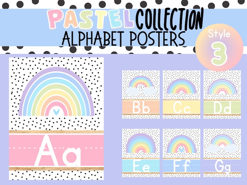 Rainbow Pastel Alphabet Posters | Preschool, Daycare, Childcare Center ...