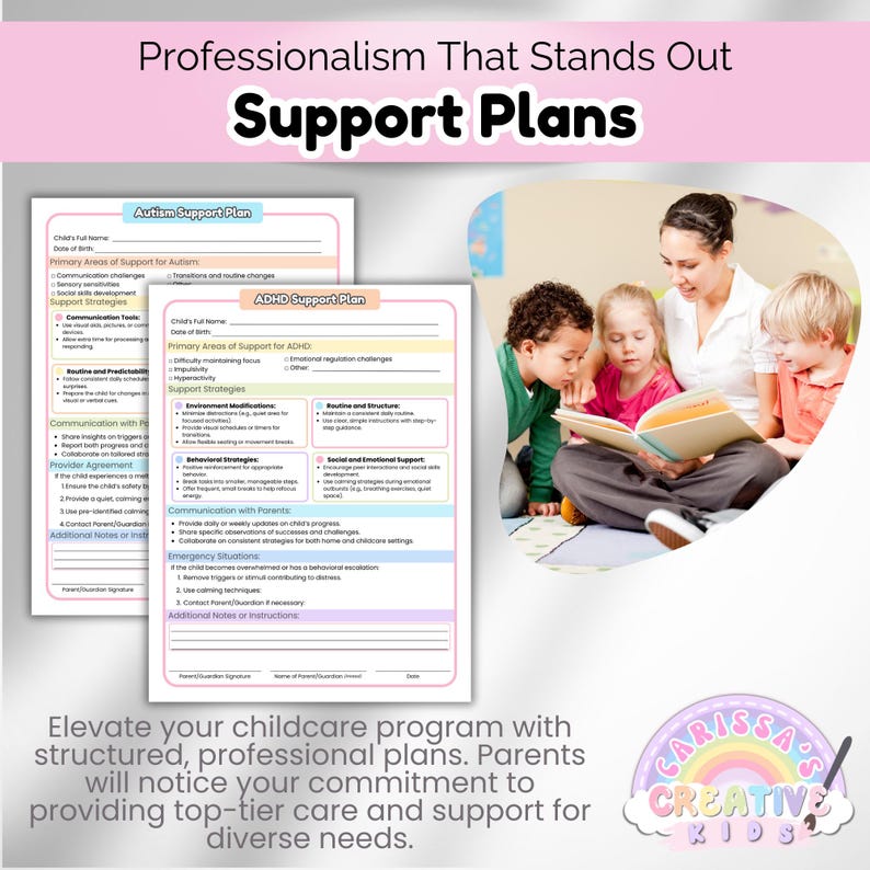 Daycare Forms Bundle- Support Plans | Biting Support Plan | ADHD ...