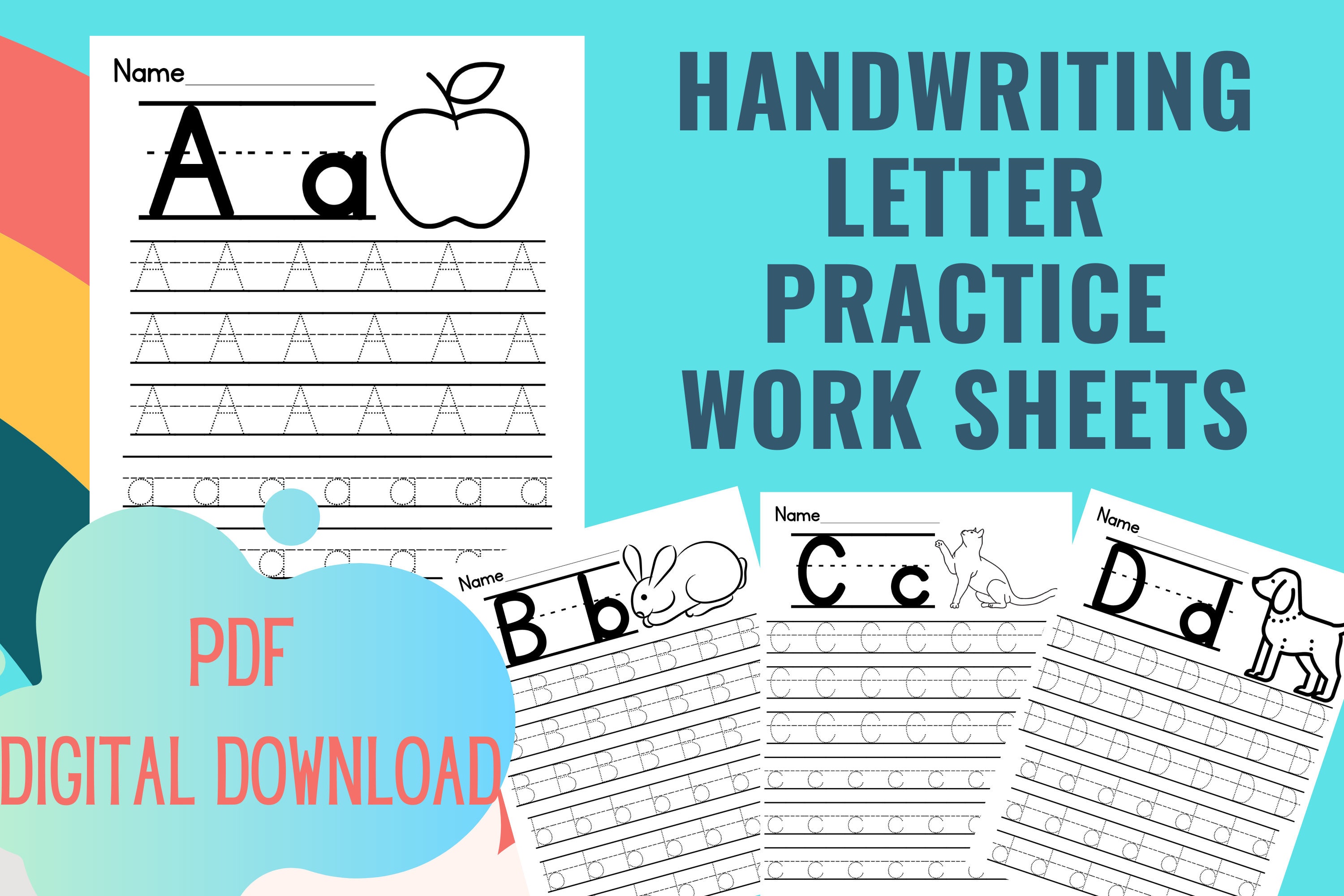 Writing Alphabet Work Sheets Writing Practice Sheets Preschool Daycare ...