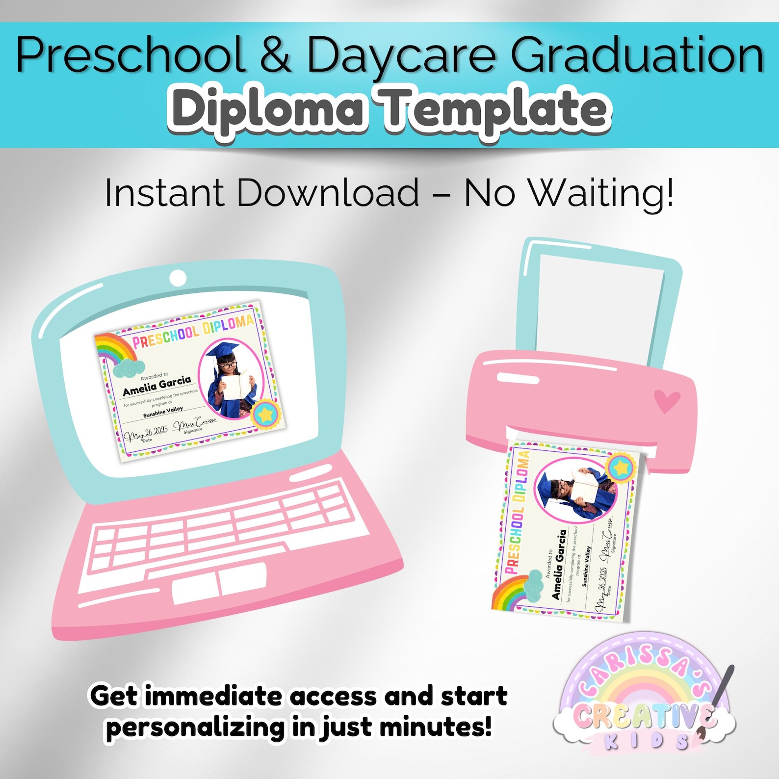 Editable Preschool Graduation Certificate | Graduation Diploma Template ...