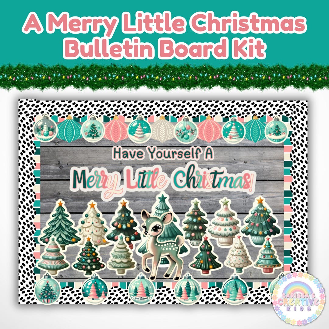 Vintage Christmas Bulletin Board Kit Retro Inspired Classroom Decor ...