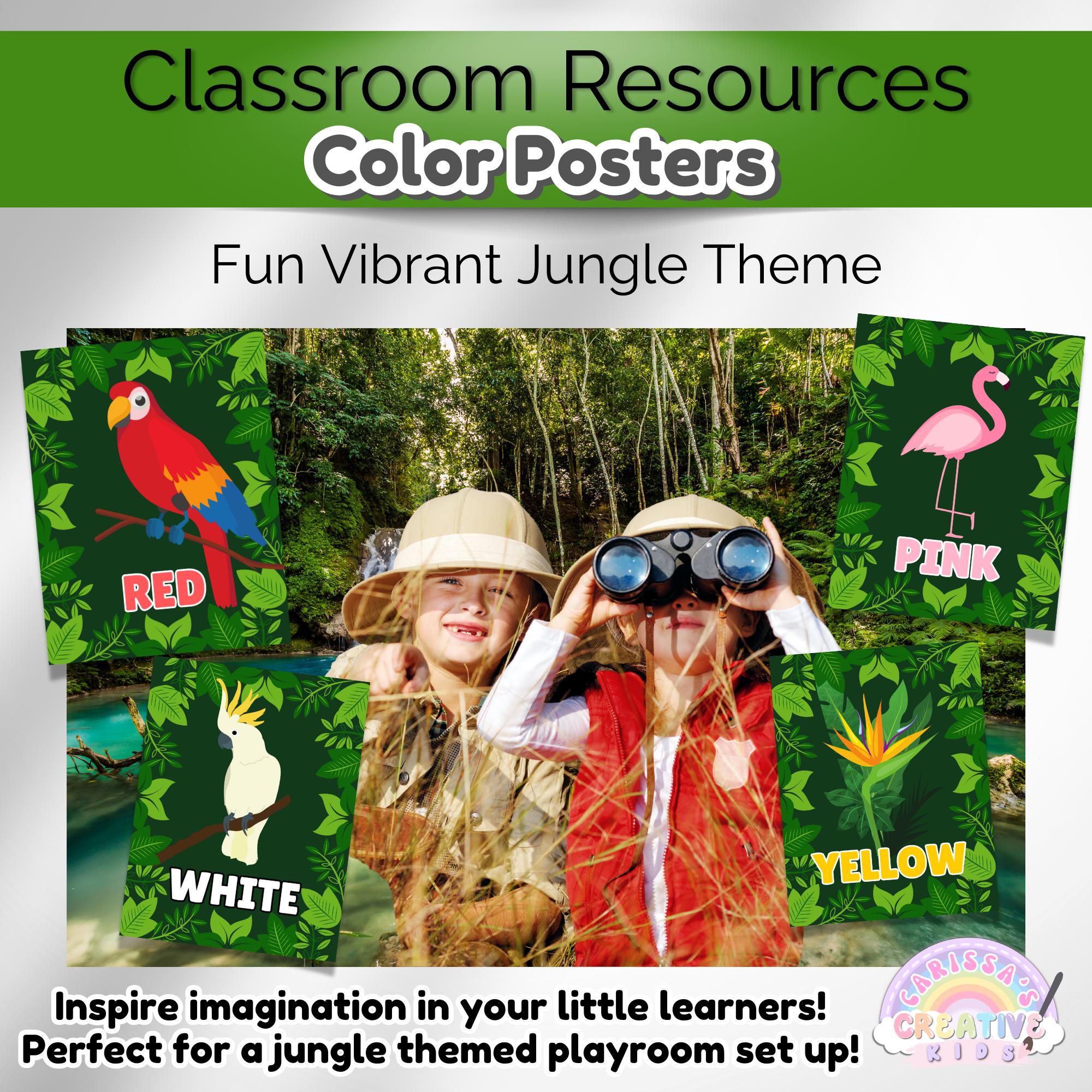 Preschool Rainforest Jungle Color Posters | Jungle Classroom Theme ...