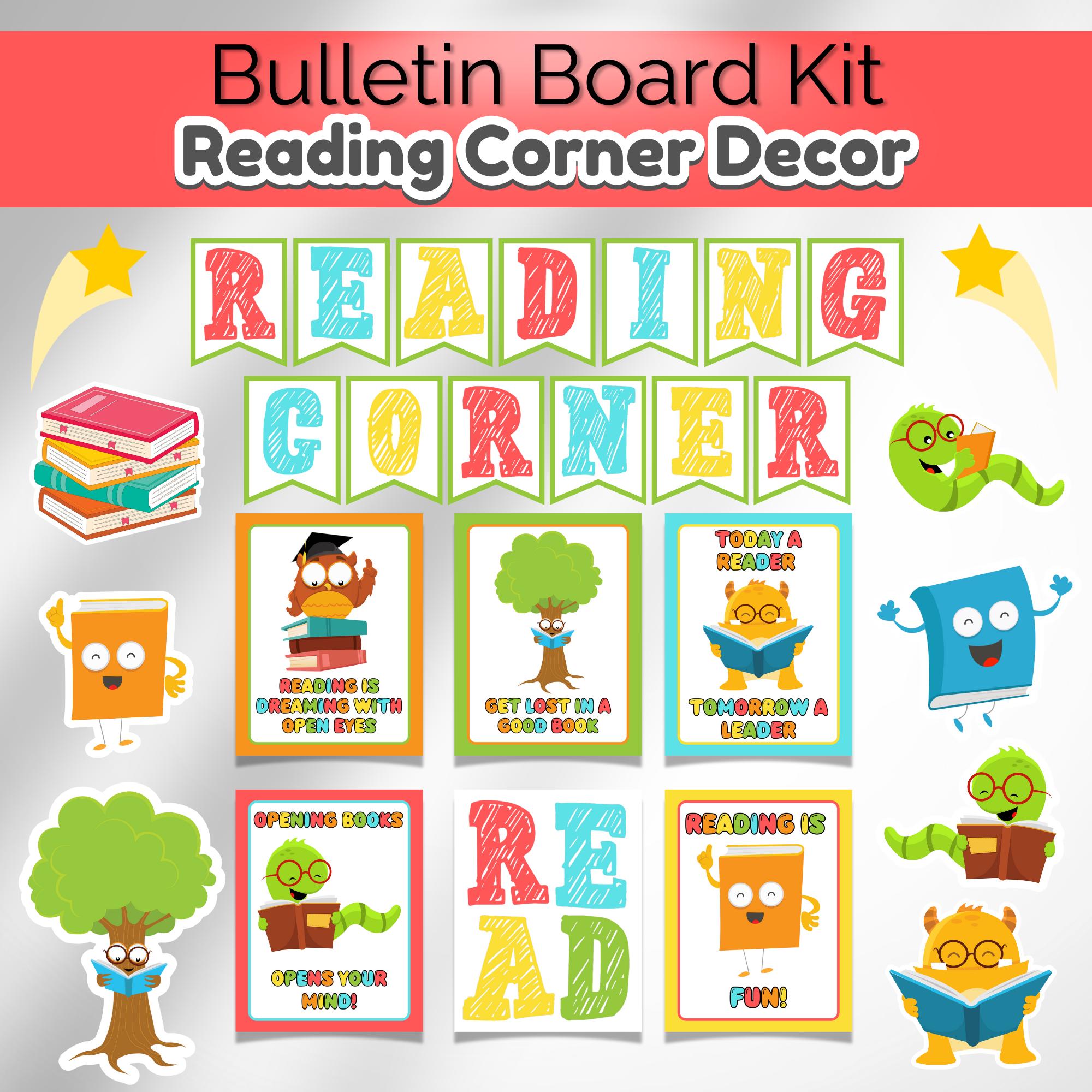 Reading Corner Bulletin Board Kit | Daycare Playroom | Preschool Book ...