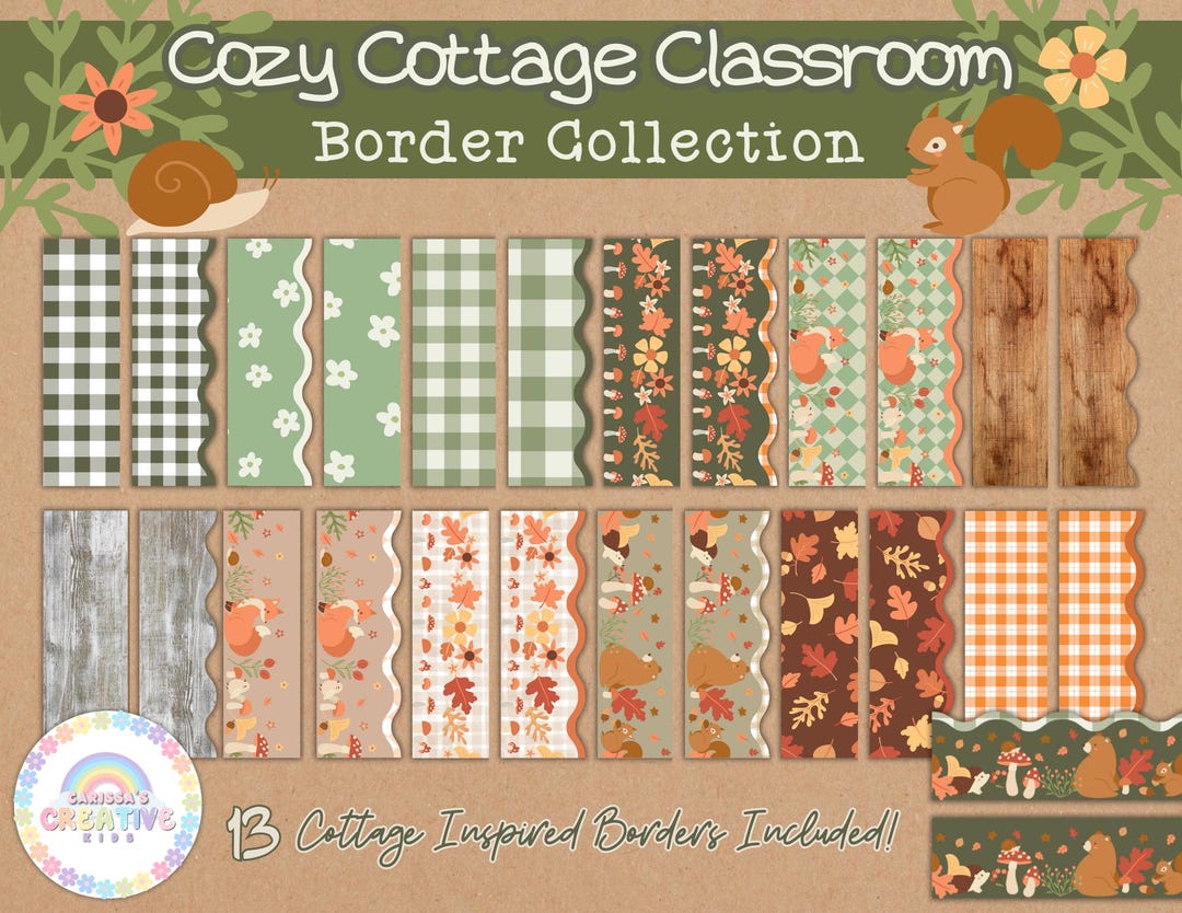 Cottage Inspired Bulletin Board Borders | Cozy Cottage Classroom Decor ...