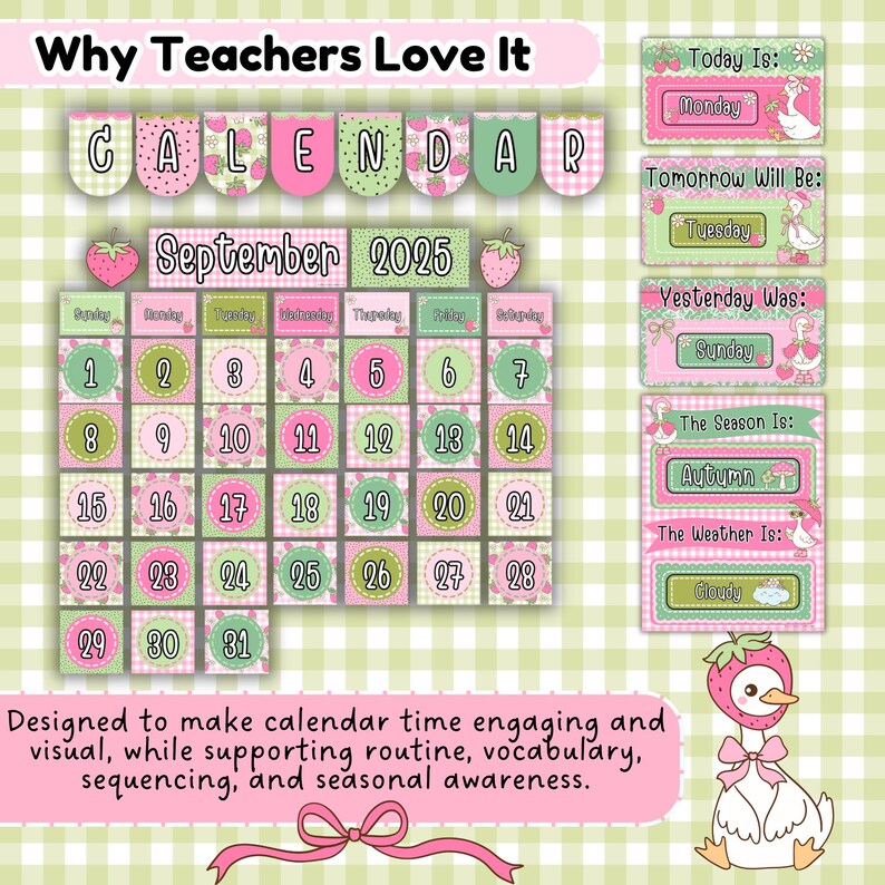 Goose-berry Classroom Calendar Printable, Editable Preschool Calendar ...