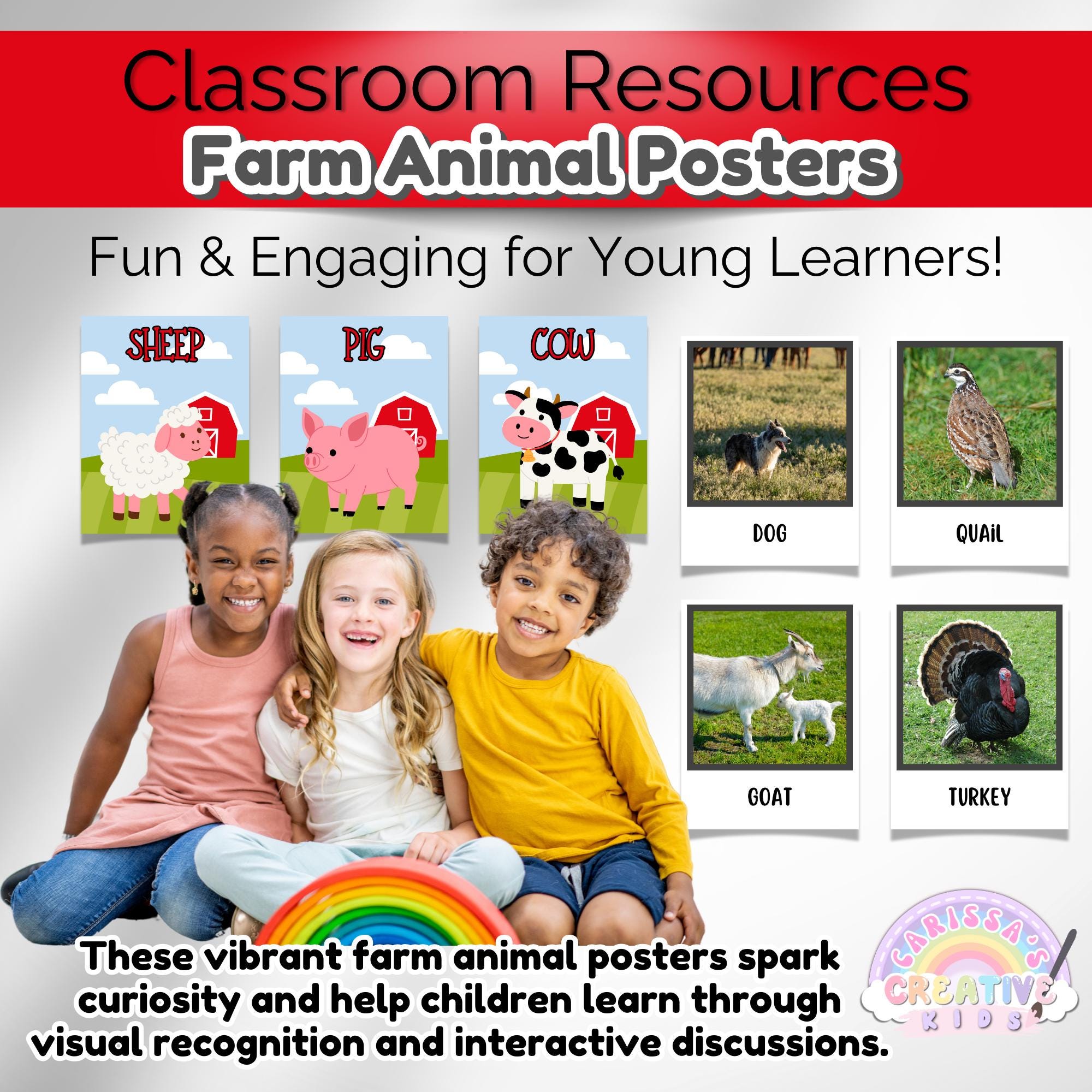 Preschool Farm Animal Posters | Daycare Playroom Farming Posters ...