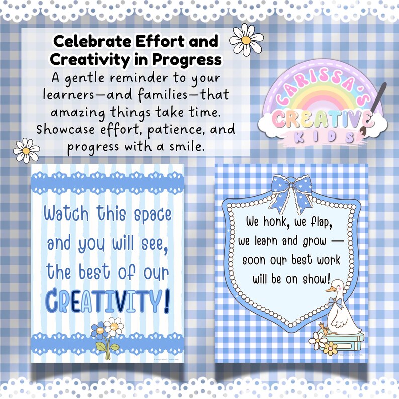 Amazing Work Coming Soon Posters • Student Work Display • Blue Gingham ...