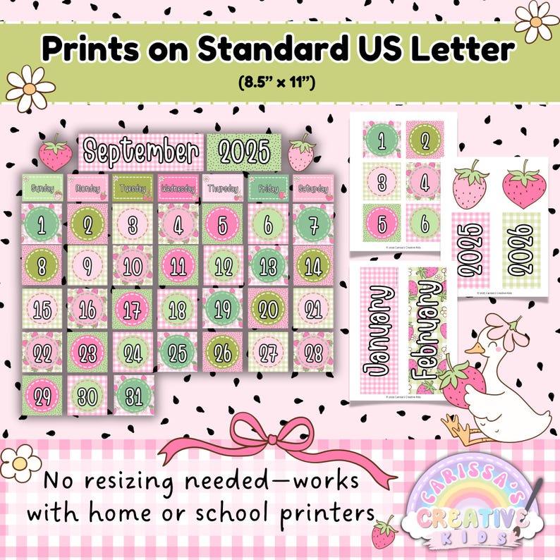 Goose-berry Classroom Calendar Printable, Editable Preschool Calendar ...