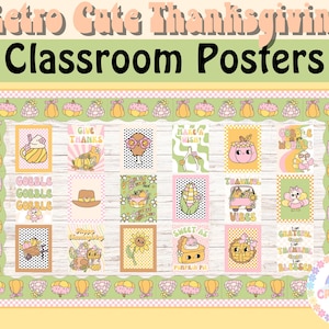 Retro Thanksgiving Classroom | 18 Preschool Printable Posters ...