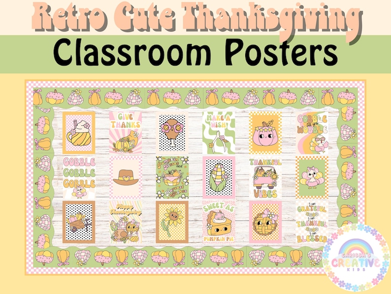 Retro Thanksgiving Classroom | 18 Preschool Printable Posters ...