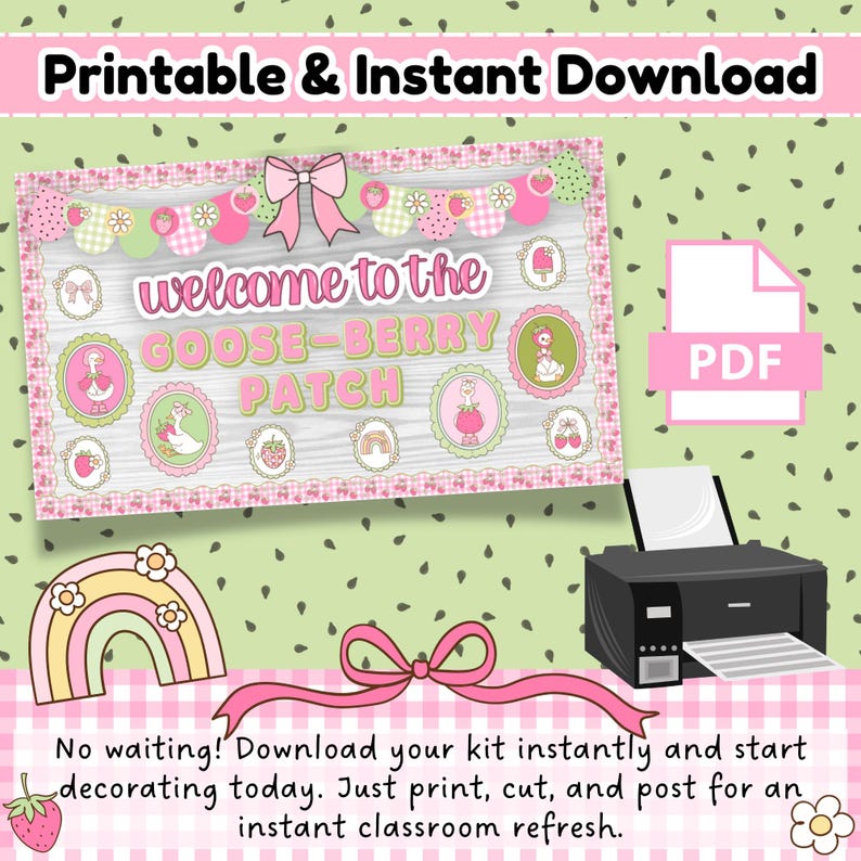 Goose-berry Patch Bulletin Board Kit • Strawberry Classroom Decor ...