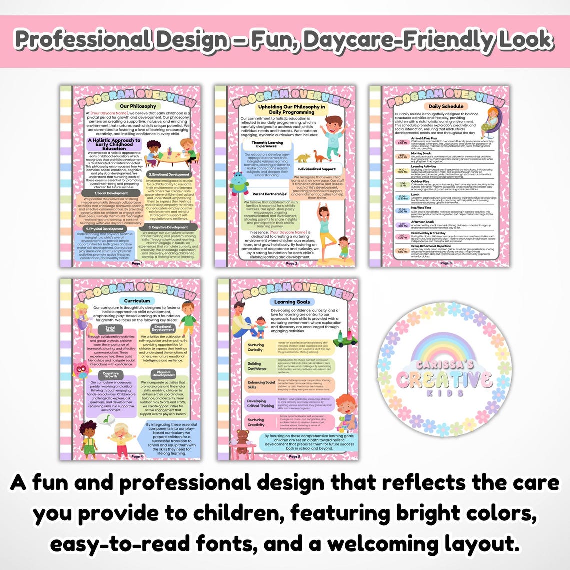 Daycare Forms- Editable Parent Handbook Template | Childcare Policies ...