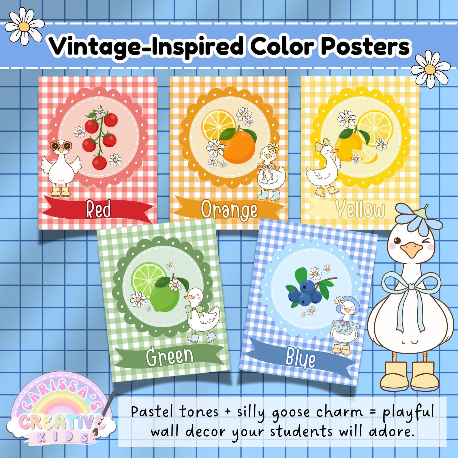 Silly Goose Color Posters | Classroom Decor Theme | Pastel Playroom ...