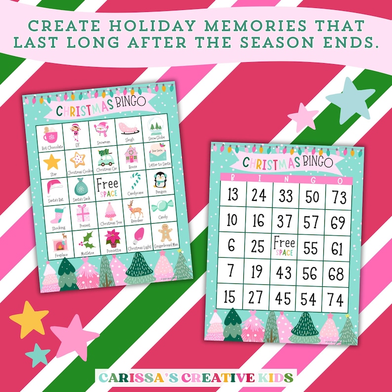 Printable Christmas Bingo | Family Holiday Party Game | 50 Picture & 50 ...