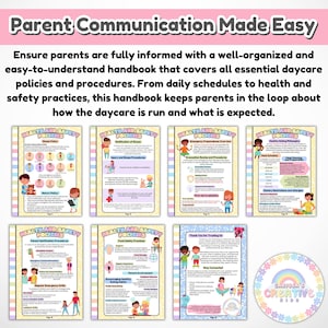 Daycare Forms- Editable Parent Handbook Template | Childcare Policies ...
