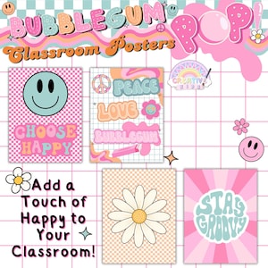 Retro Groovy Classroom Decor Posters | Bubblegum Classroom Theme ...