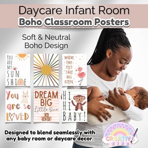Daycare Infant Classroom Boho Rainbow Theme Posters | Neutral Infant ...