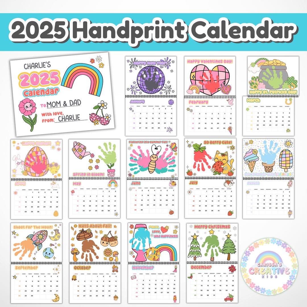 2025 Handprint Calendar | Printable Keepsake Art | Perfect Gift for ...