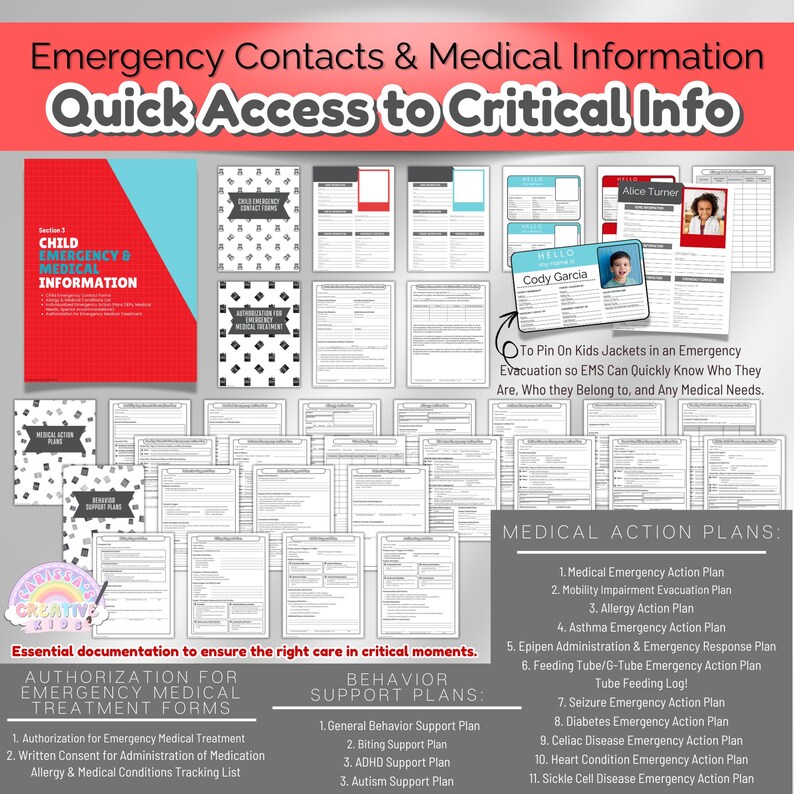 Daycare Emergency Planning Binder Editable Template | Emergency Action ...