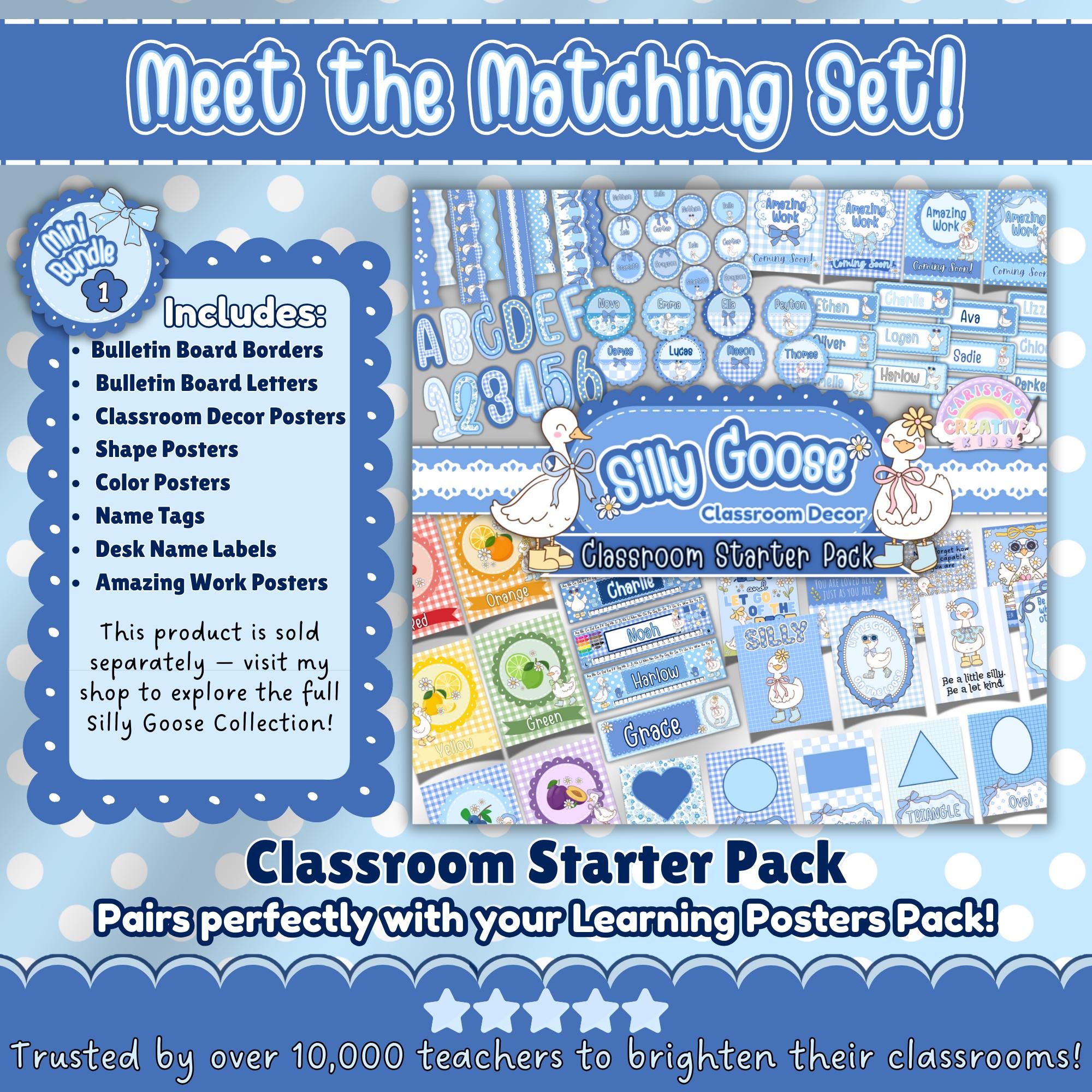 Silly Goose Classroom Decor Bundle | Alphabet Posters, Math Charts ...