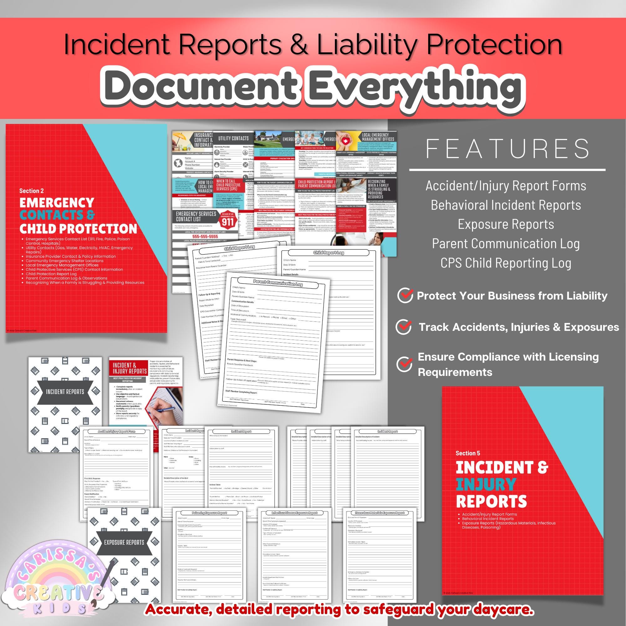 Daycare Emergency Planning Binder Editable Template | Emergency Action ...
