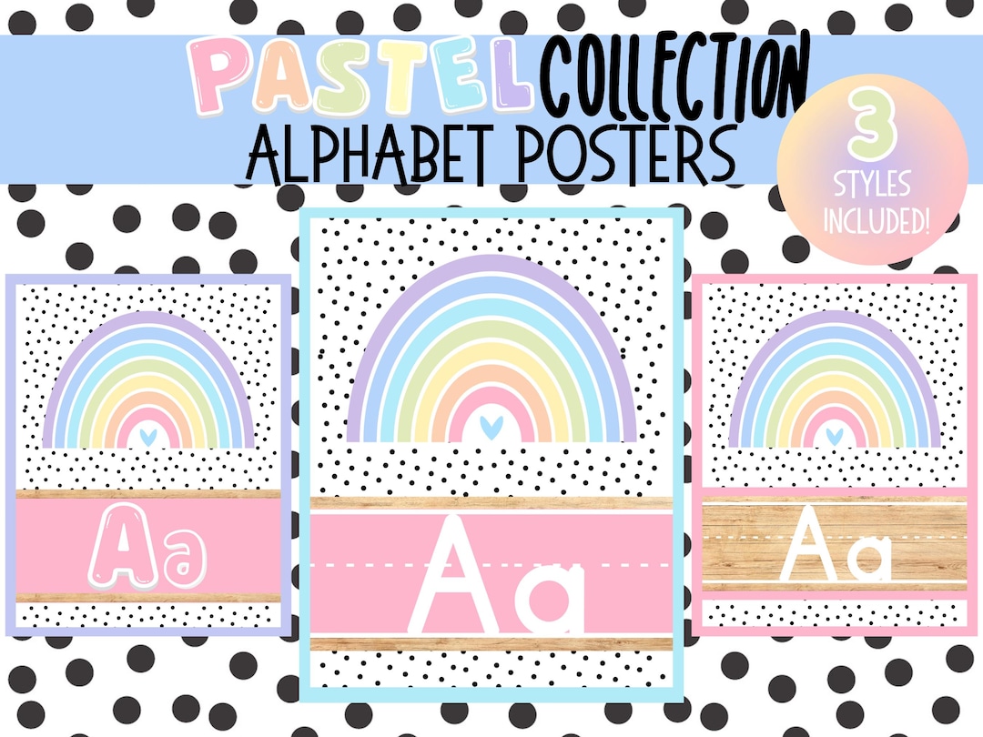 Rainbow Pastel Alphabet Posters | Preschool, Daycare, Childcare Center ...