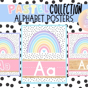 Rainbow Pastel Alphabet Posters | Preschool, Daycare, Childcare Center ...