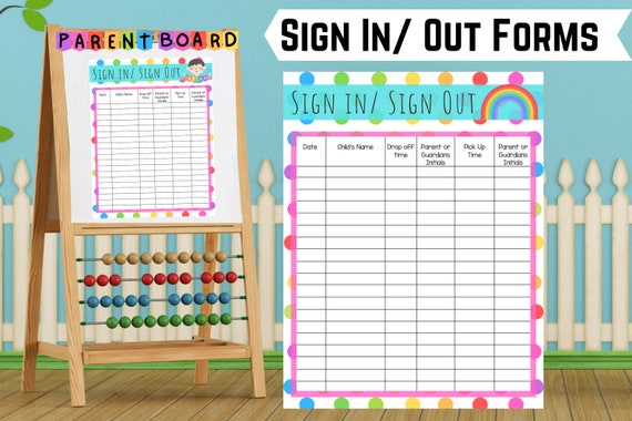 Sign in and Out Form for Daycare School Childcare Home | Etsy