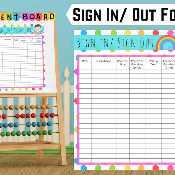 Monthly Daycare Sign in and Out Sheets - Etsy