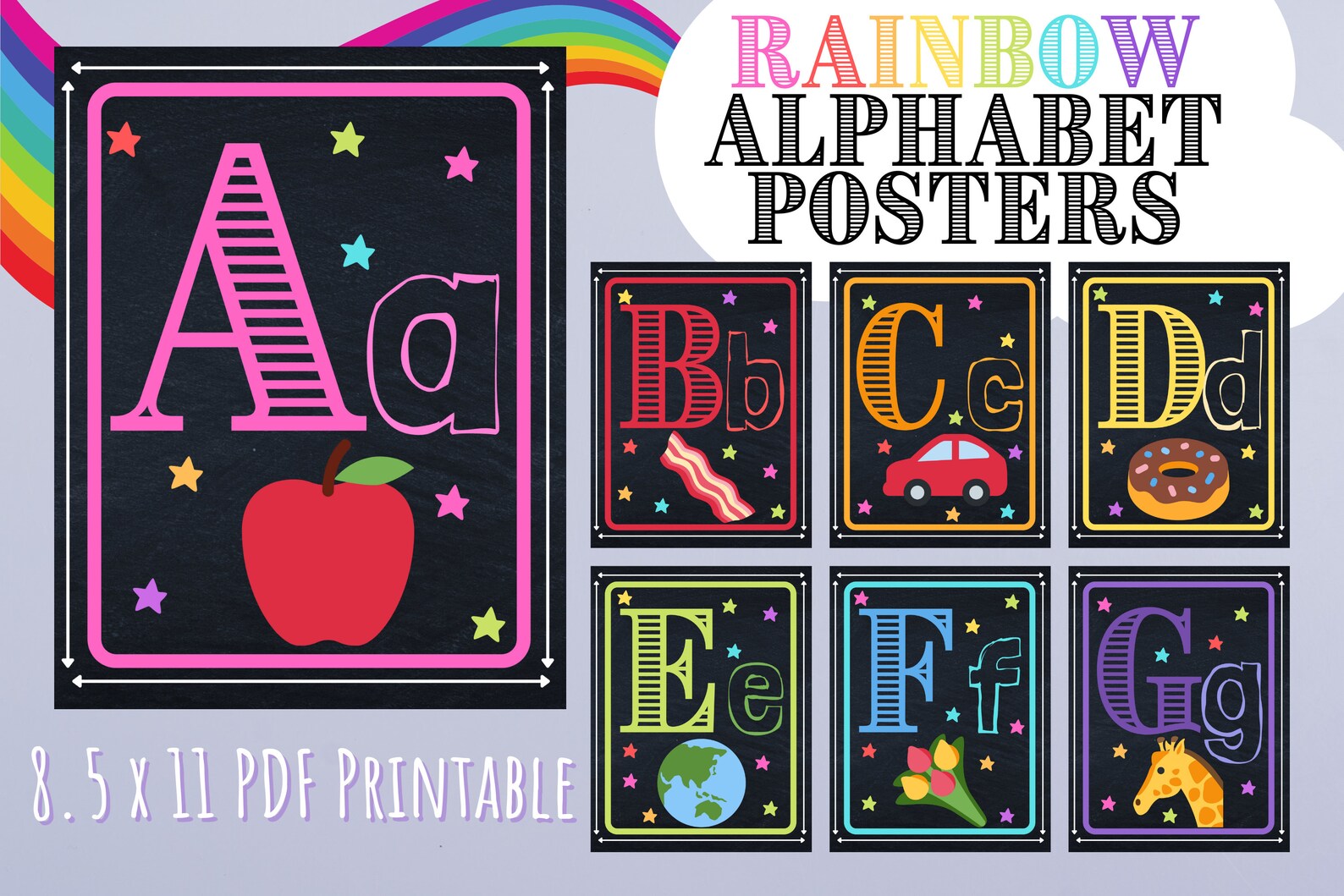 Rainbow Alphabet Posters Preschool Daycare Childcare - Etsy