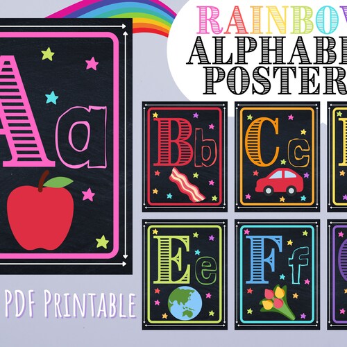 Rainbow Alphabet Posters Preschool Daycare Childcare - Etsy