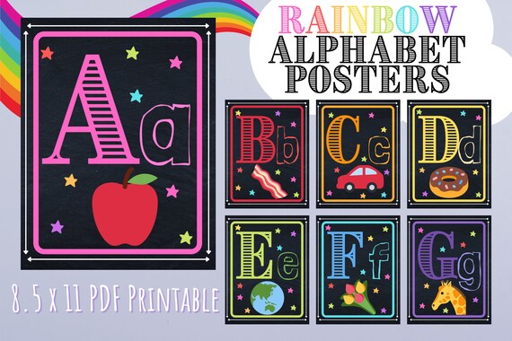 Rainbow Alphabet Posters Preschool Daycare Childcare - Etsy