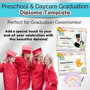Editable Preschool Graduation Certificate | Graduation Diploma Template ...