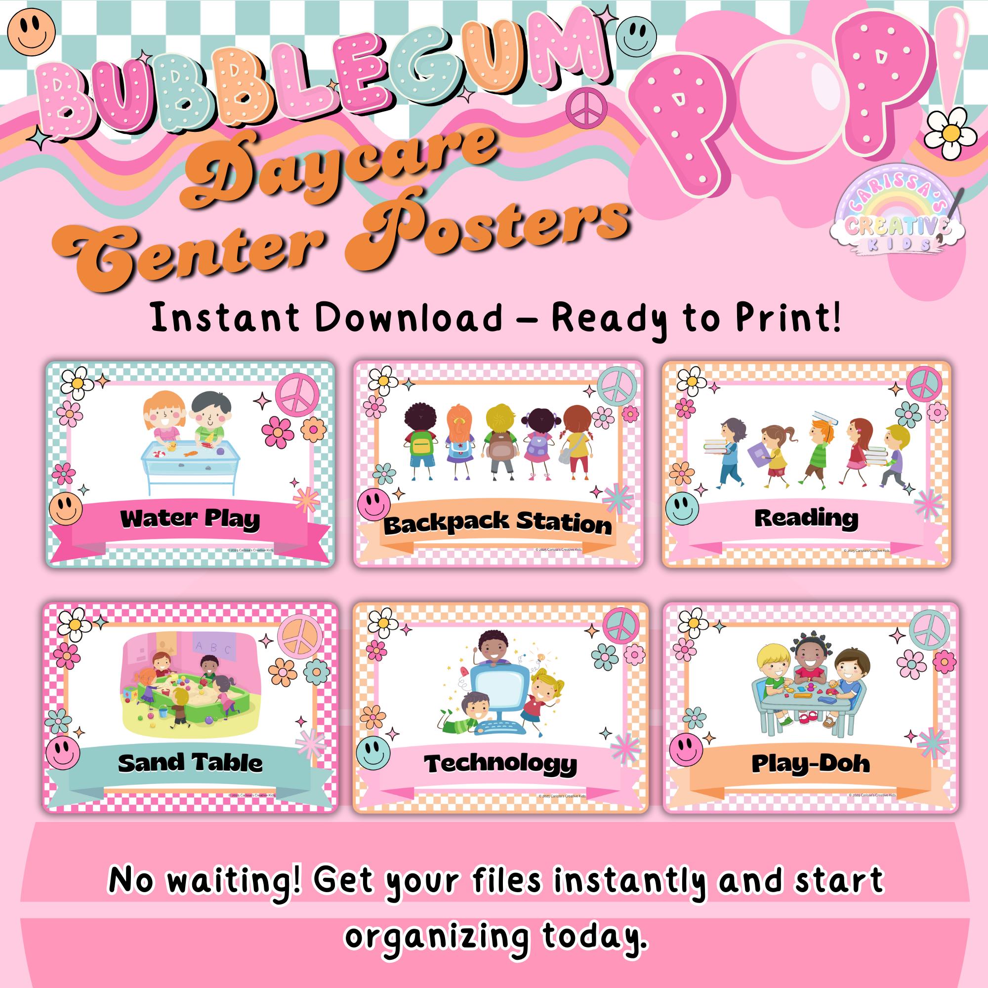 Daycare Classroom Center Signs Editable Posters | Preschool Center ...