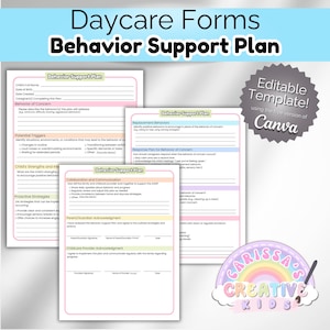 Daycare Forms Behavior Support Plan | Classroom Behavior Management ...