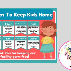Daycare Sickness Posters Sick Policy Posters to Help Keep Your Space ...