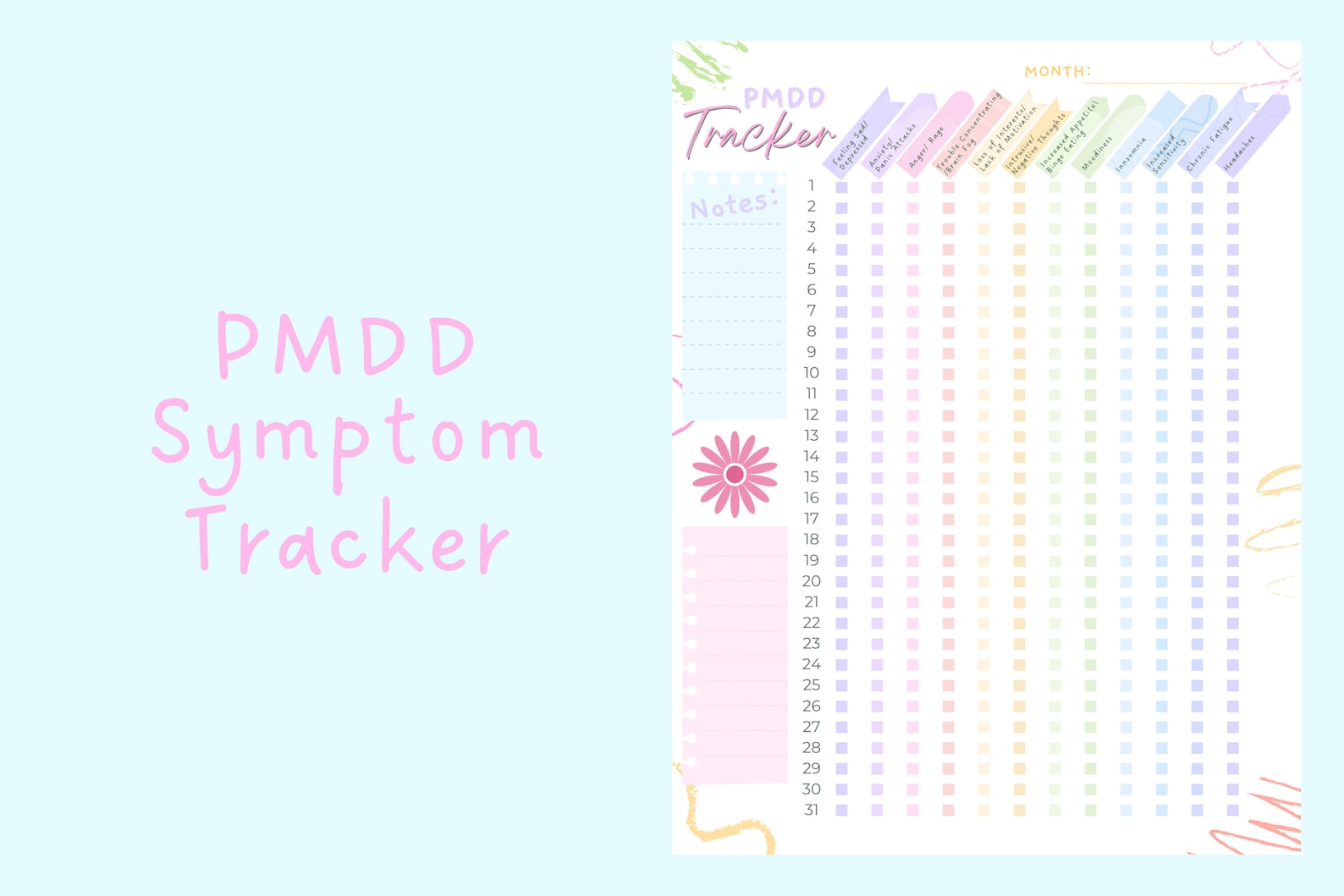 PMS/ PMDD/ Period Tracker and Journal | Premenstrual Dysphoric Disorder ...