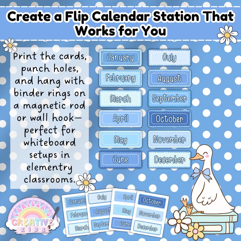 Editable Flip Calendar | Classroom Decor Silly Goose Theme | Daily Date ...