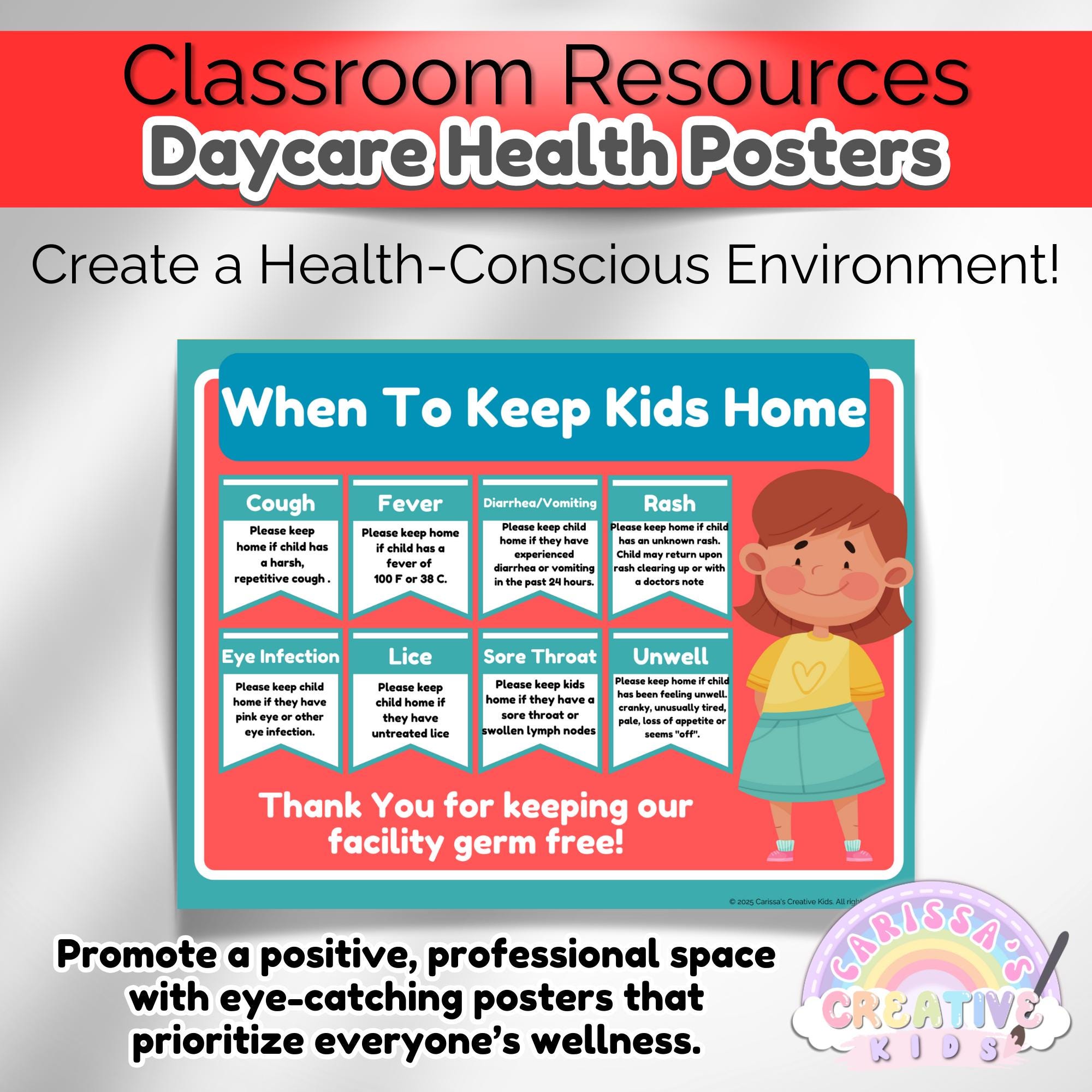 Daycare Sickness Posters | Sick Policy Posters to Help Keep Your Space ...