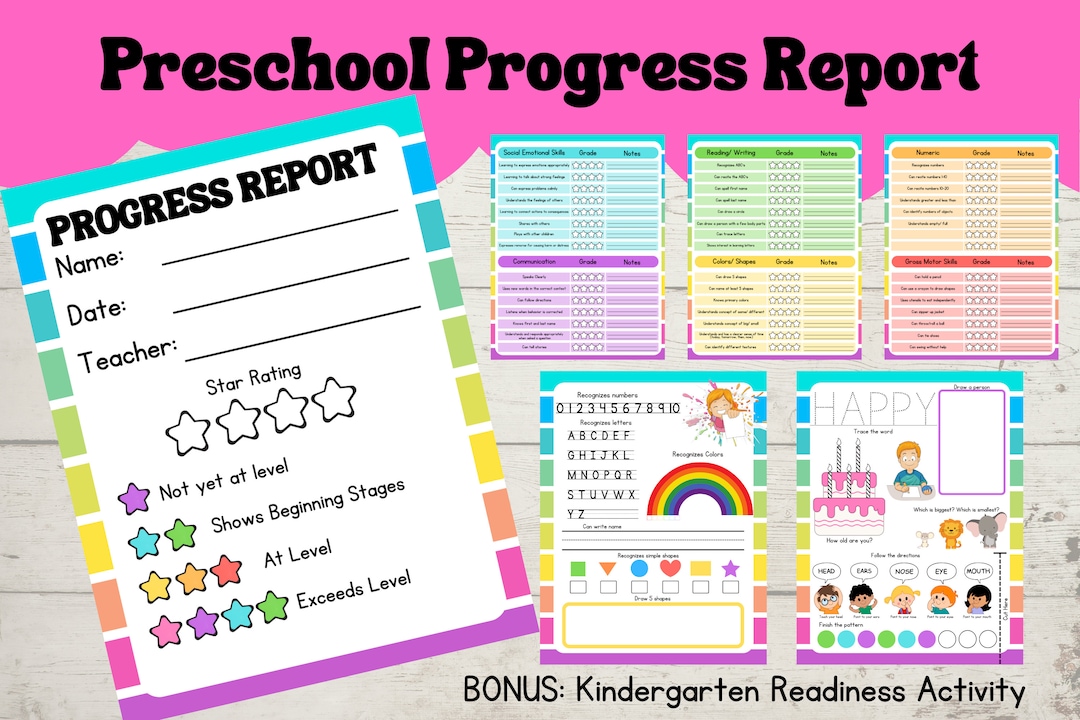 Preschool Progress Report | Kindergarten Readiness Checklist | Pre- K ...