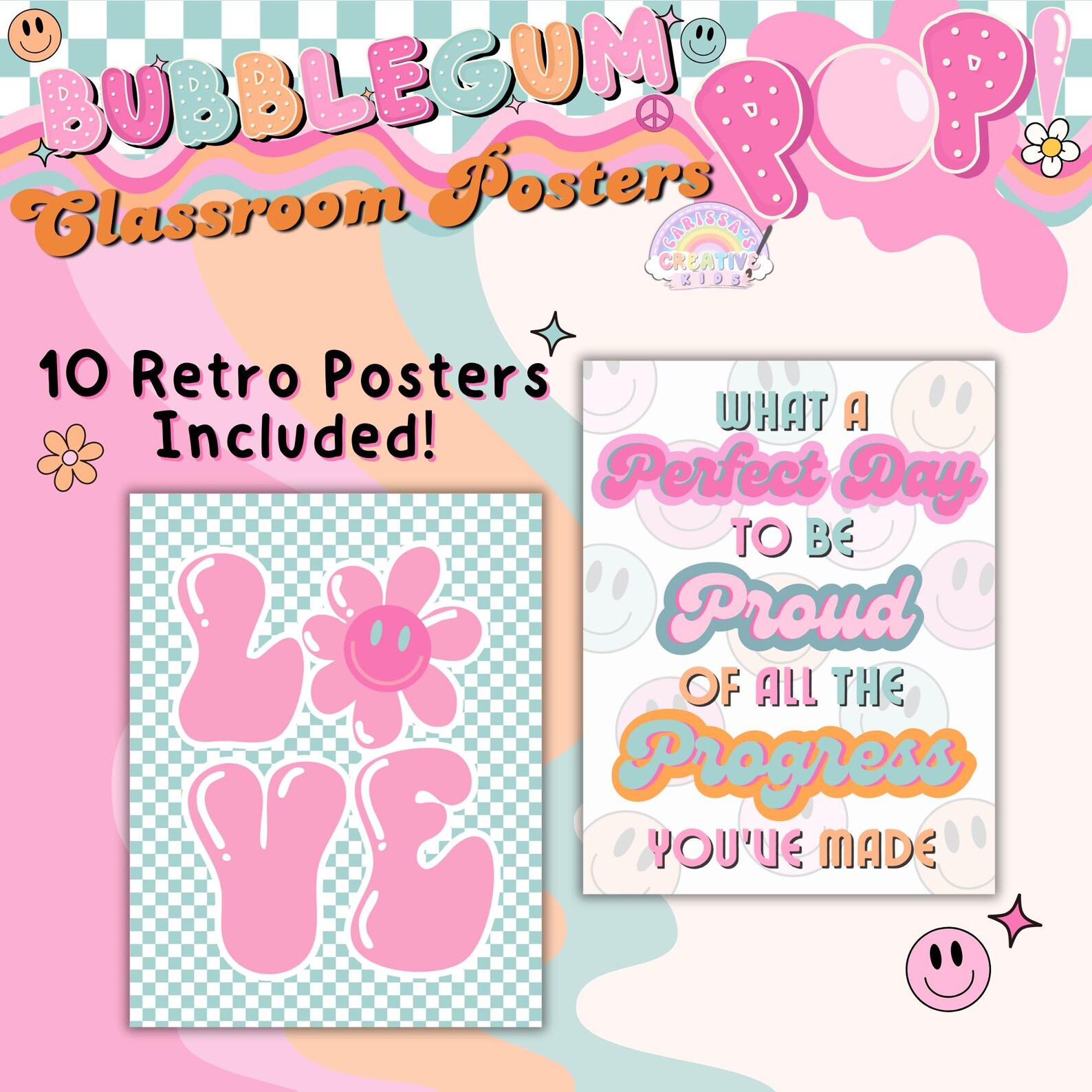 Retro Groovy Classroom Decor Posters | Bubblegum Classroom Theme ...