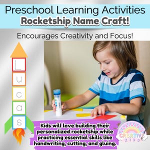 Rocketship Name Craft | Preschool Outer Space Theme | Large Group Craft ...