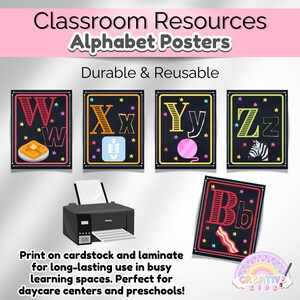 Rainbow Alphabet Posters Preschool Classroom Decor | Alphabet Playroom ...