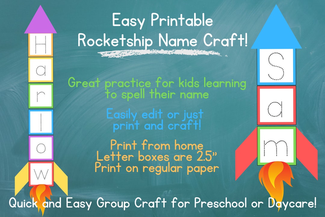 Rocketship Name Craft Preschool Outer Space Theme Large Group Craft ...
